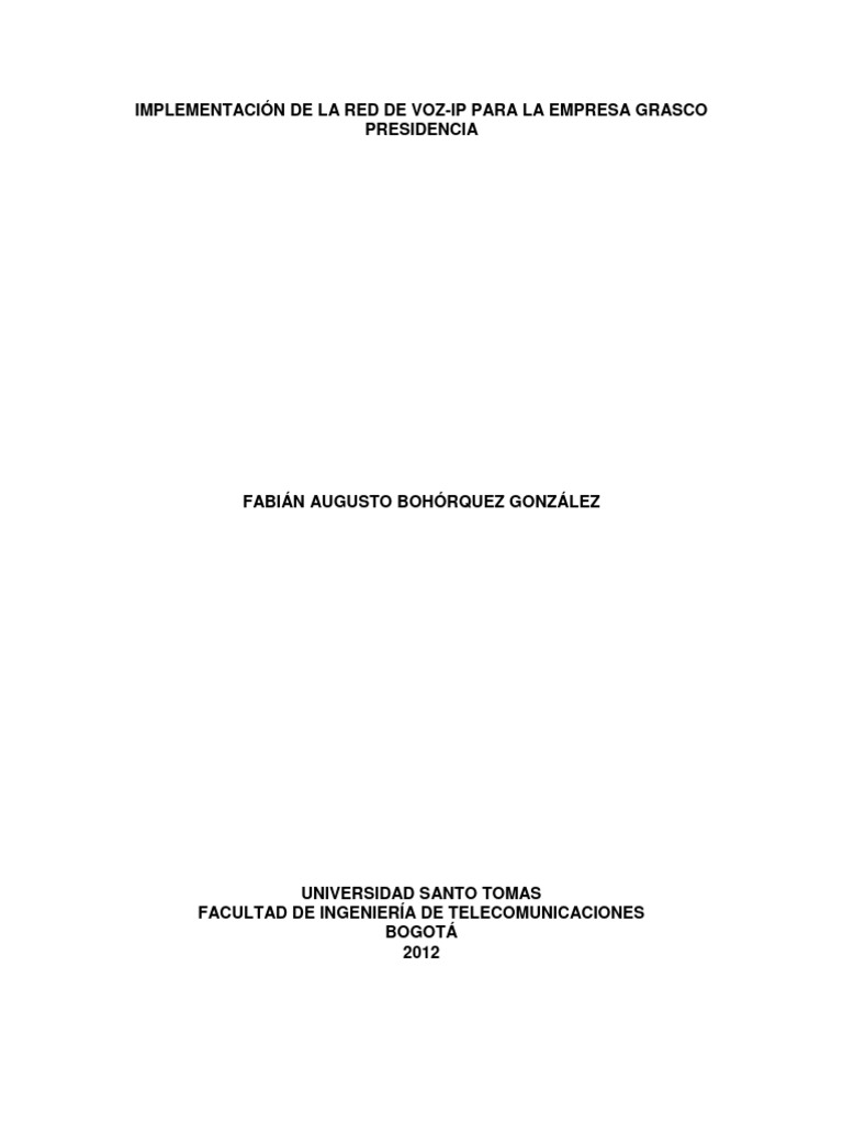 Implementación VoIP en Grasco S.A. | PDF | Voz sobre IP | Dirección IP