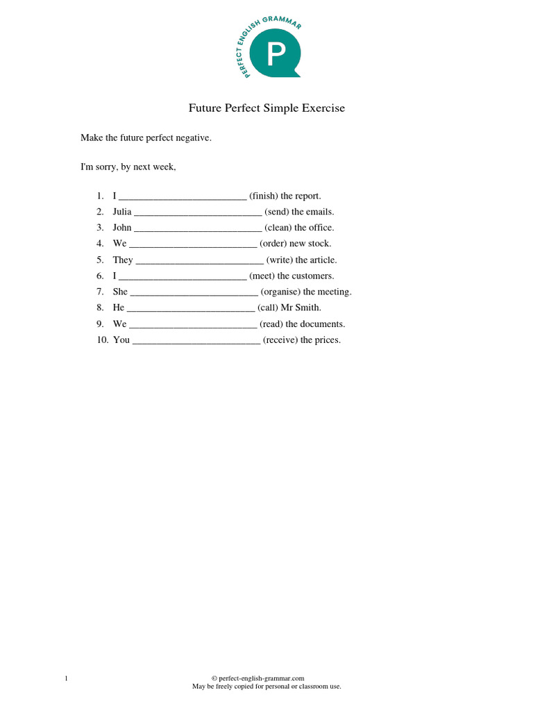 Future Perfect Negative | PDF