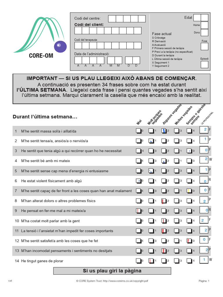 CORE-OM_Catalan_20130616 | PDF