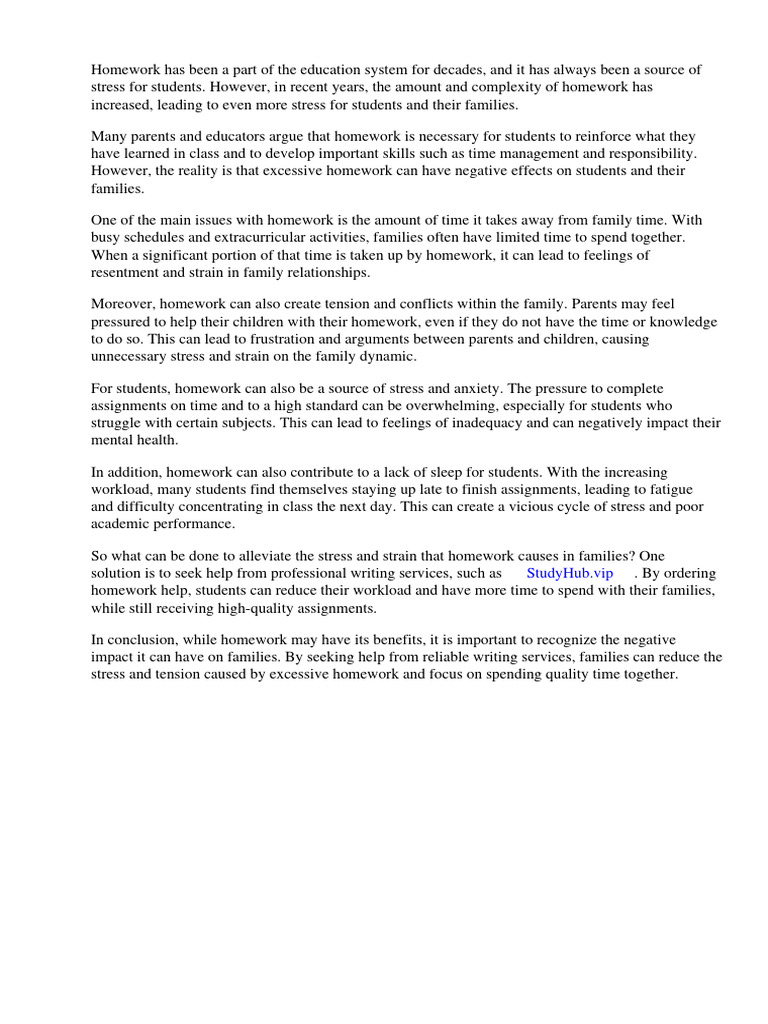 Homework Causes Family Stress | PDF | Homework | Behavioural Sciences