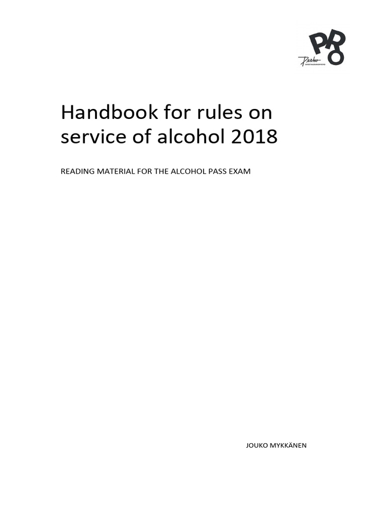Alcohol Service Rules Handbook 2018 | PDF | Alcoholic Beverages ...