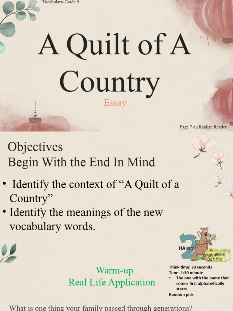1) A Quilt of A Country-Vocabulary | PDF | Patchwork | Quilt