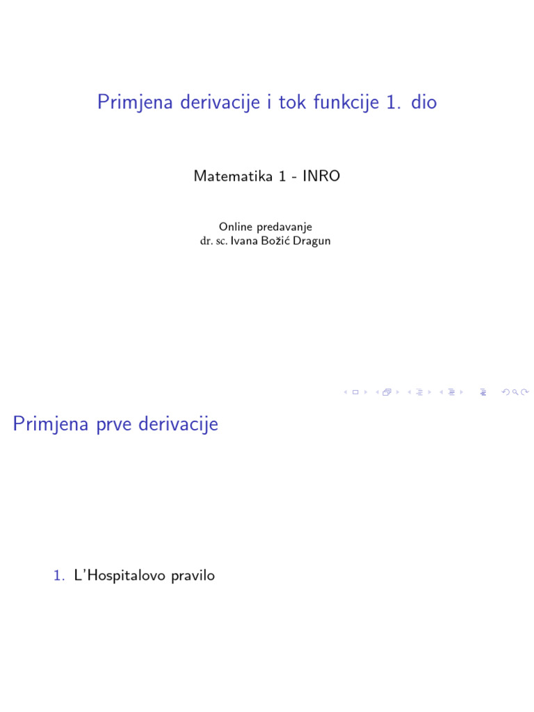 Lhospital, Tok Funkcije | PDF