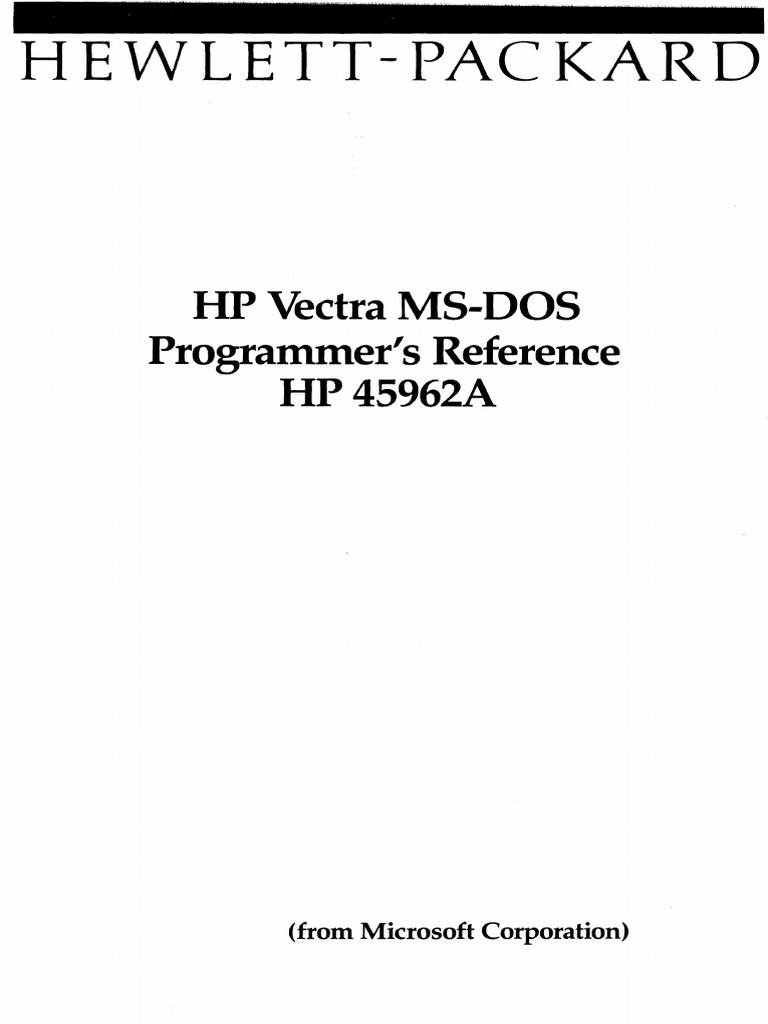 45962-90001 HP Vectra MS-DOS Manual 1985 | PDF | Computer File ...