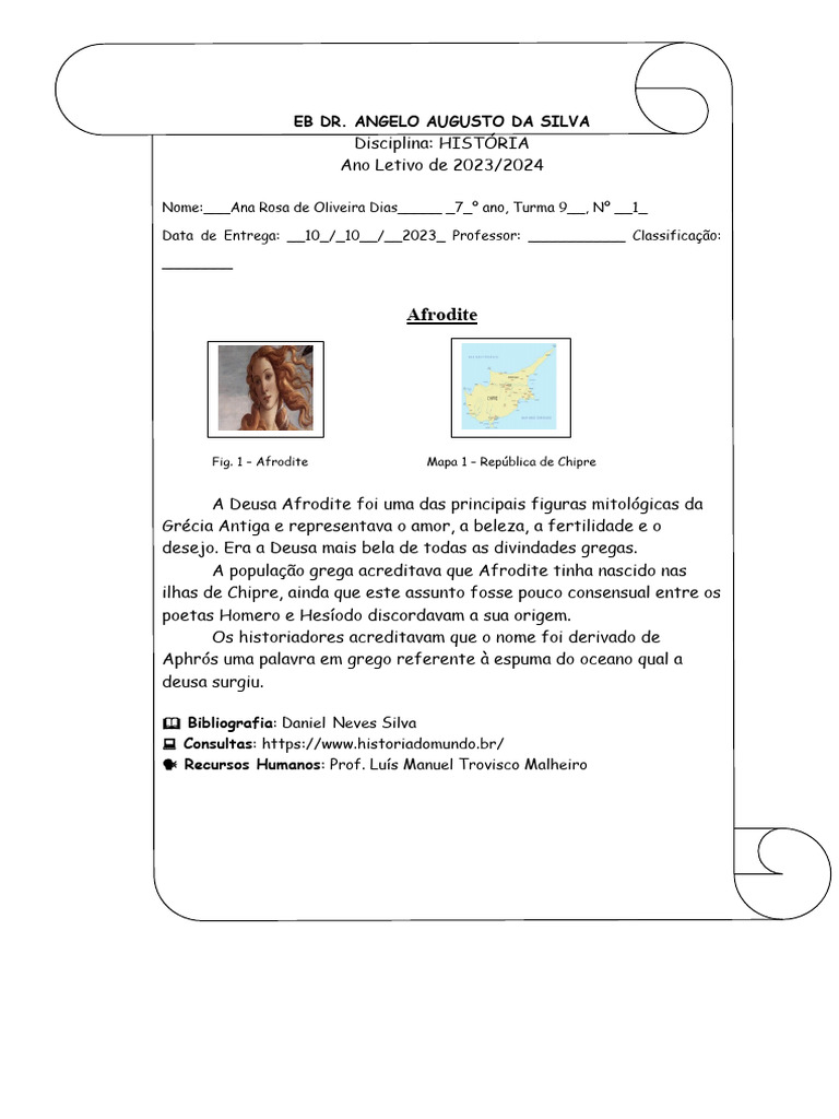 Modelo de Biografia - 7º ANO | PDF