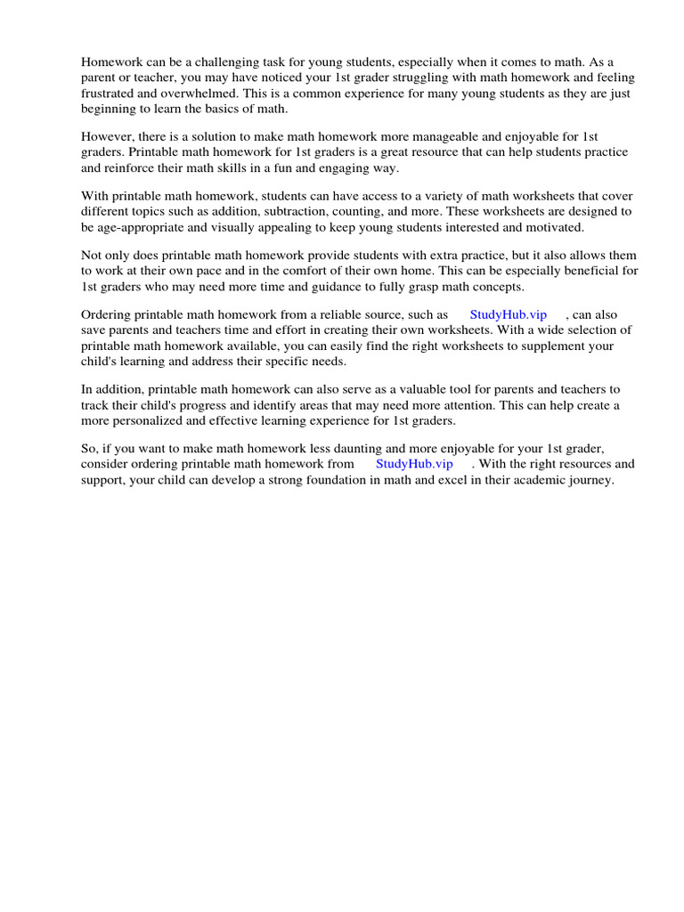 Printable Math Homework for 1st Graders | PDF | Worksheet | Mathematics