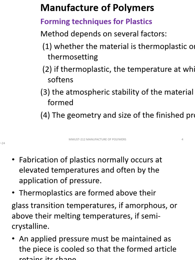 Lesson 10 Manufacture of Polymers | PDF | Thermoplastic | Extrusion