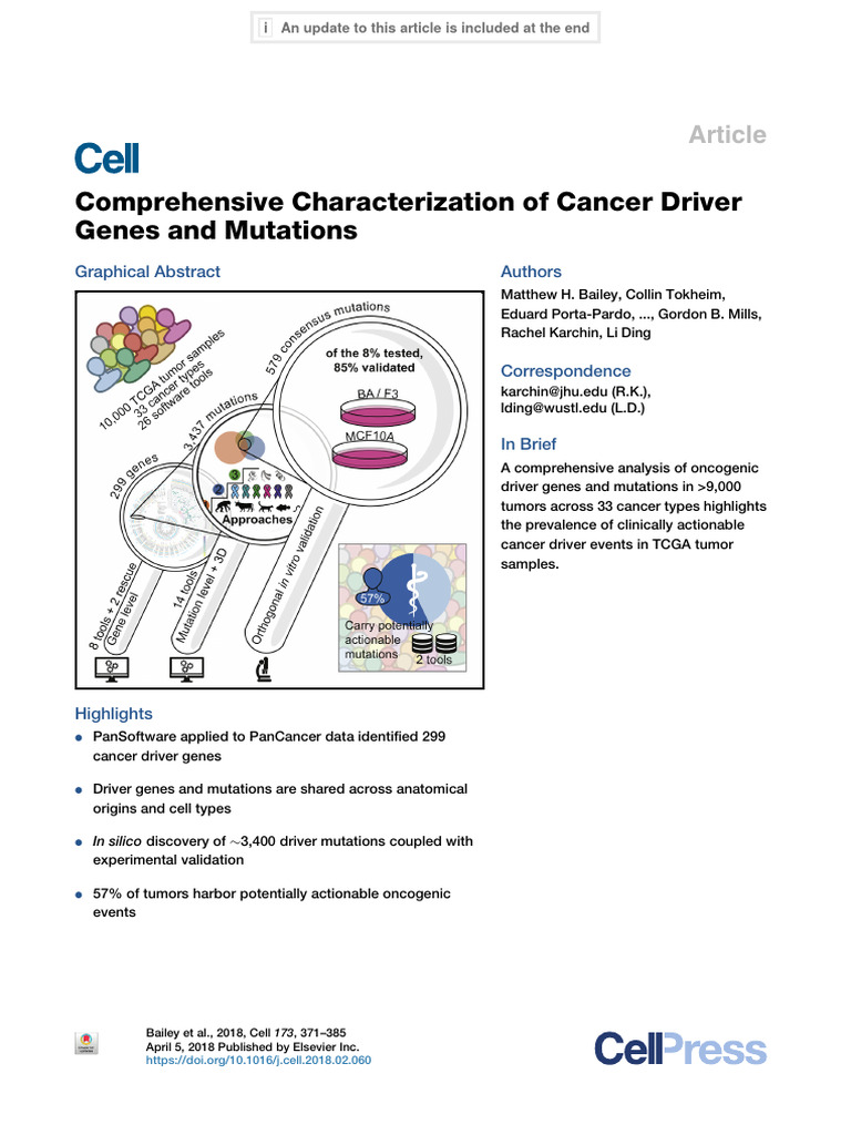 2018-Cell-Comprehensive Characterization of Cancer Driver Genes and Mutations | PDF | Mutation ...