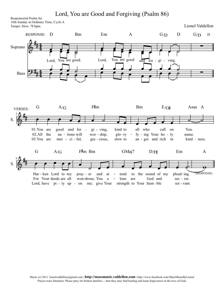 Lord You Are Good and Forgiving (Psalm 86) | PDF