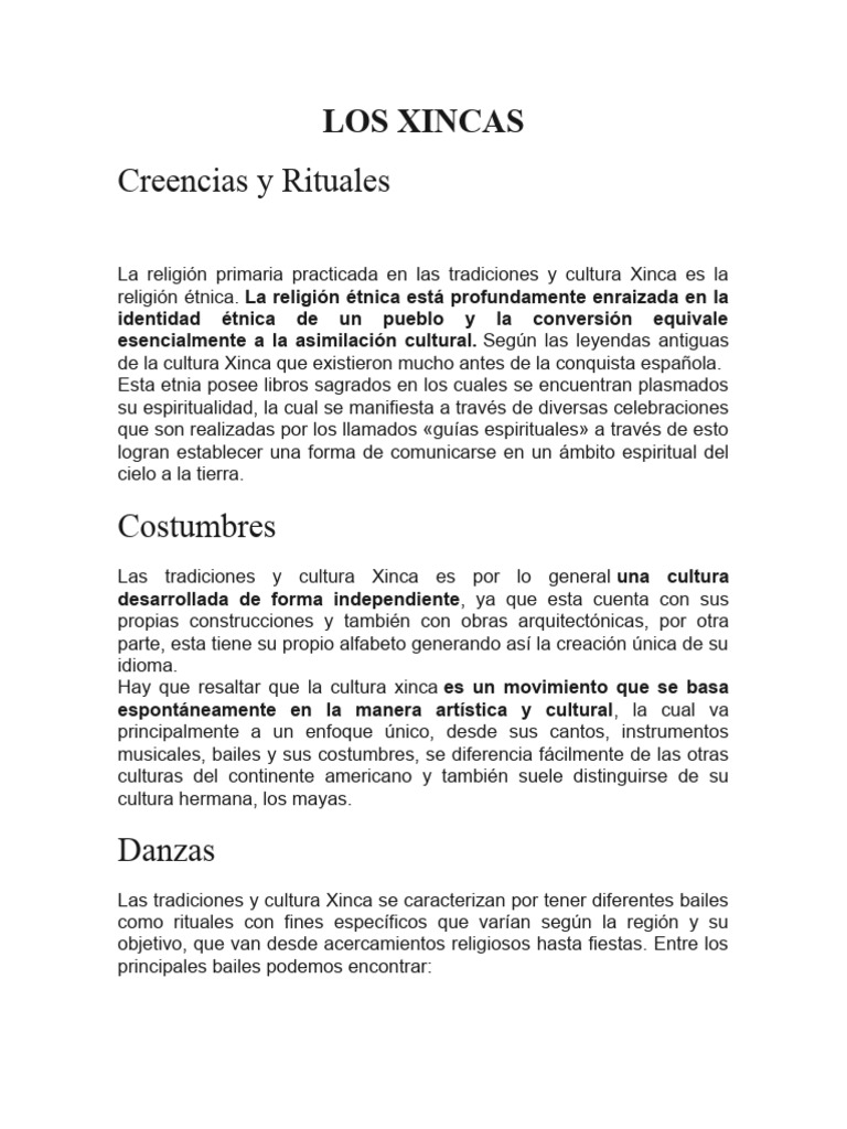 Religión y bailes de los Xincas | PDF | Bailes