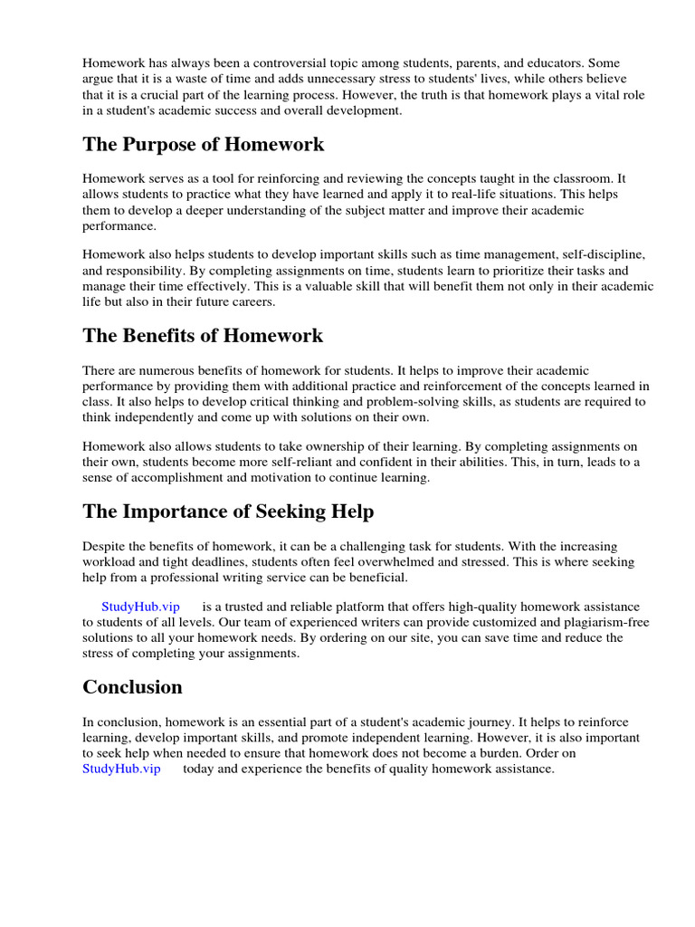 Why Is It Important For Students To Have Homework | Download Free PDF ...