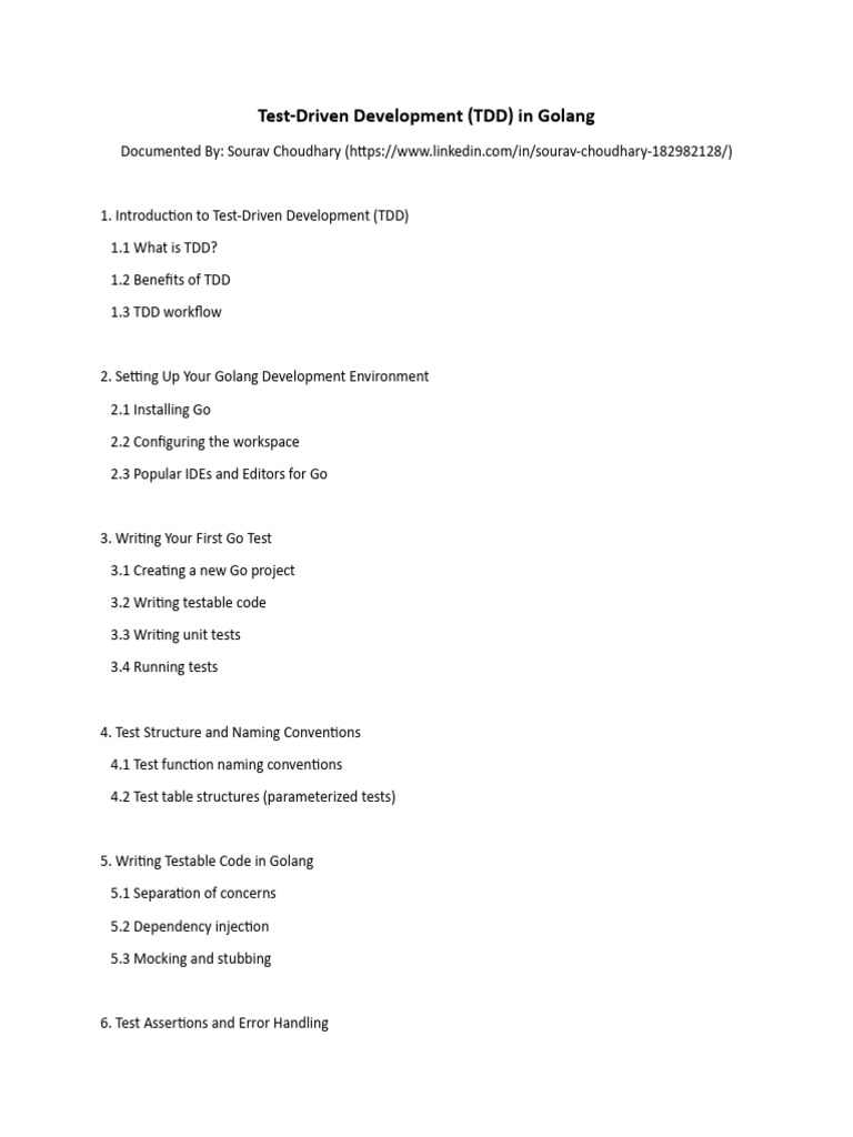 Tdd Golang Pdf Test Driven Development Software Testing 5979