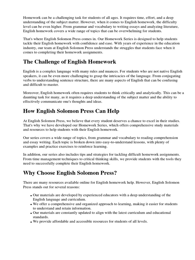 The Homework Series English Solomon Press | PDF | English Language ...
