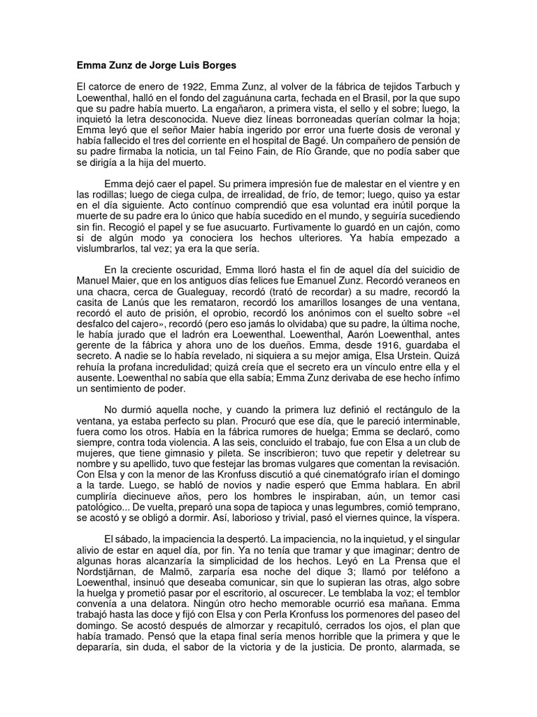 Emma Zunz de Jorge Luis Borges | PDF