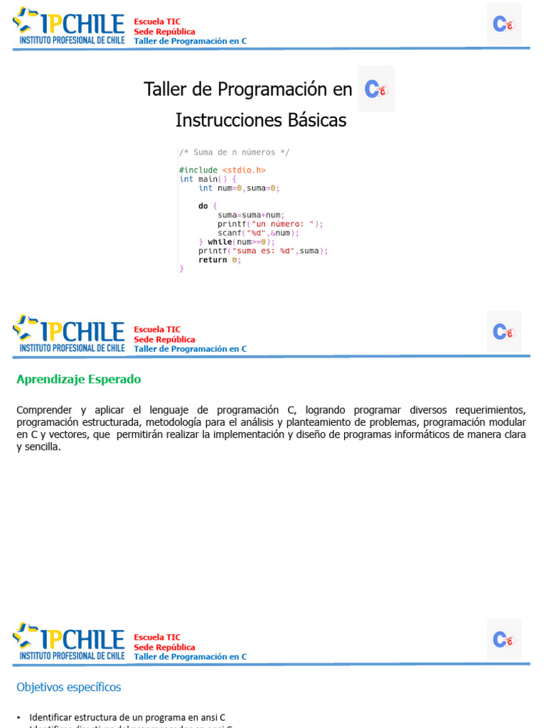 Taller de Programación C - Instrucciones Básicas | Descargar gratis PDF ...