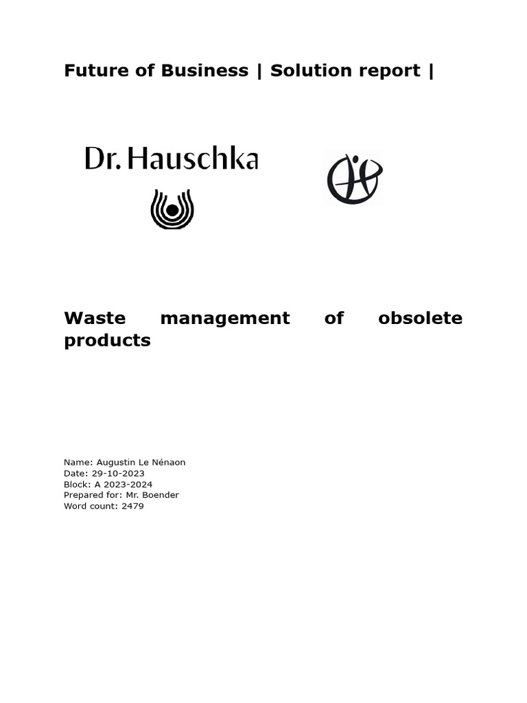 FoB Solution Report 2023A 701138 | PDF | Sustainability | Waste