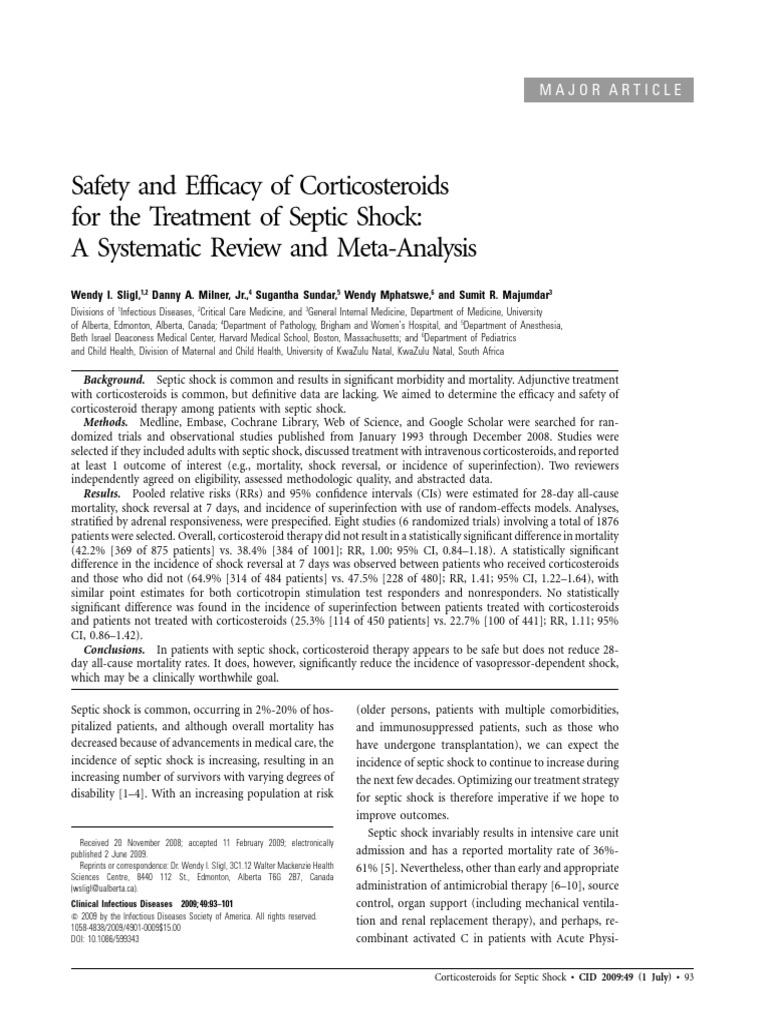 Safety and Efficacy of Corticosteroids | PDF | Sepsis | Meta Analysis