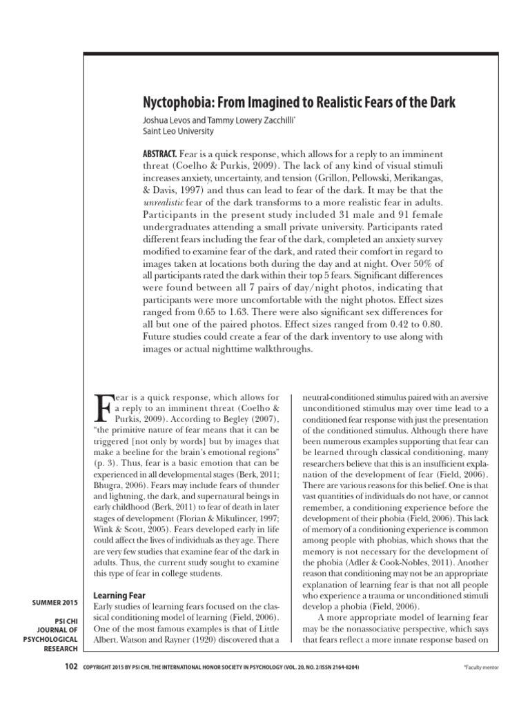 Nyctophobia From Imagined To Realistic Fears of The Dark | PDF | Phobia ...