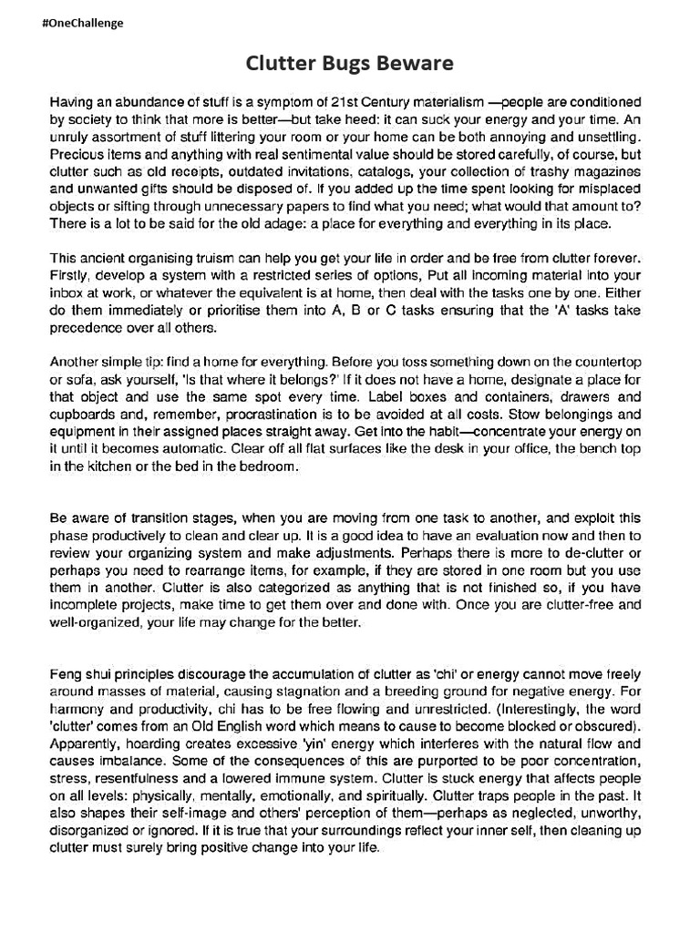 Clutter Bugs Beware | PDF
