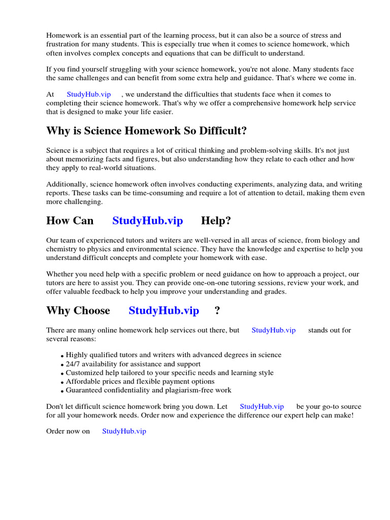 Help Me on Science Homework | PDF | Homework | Science