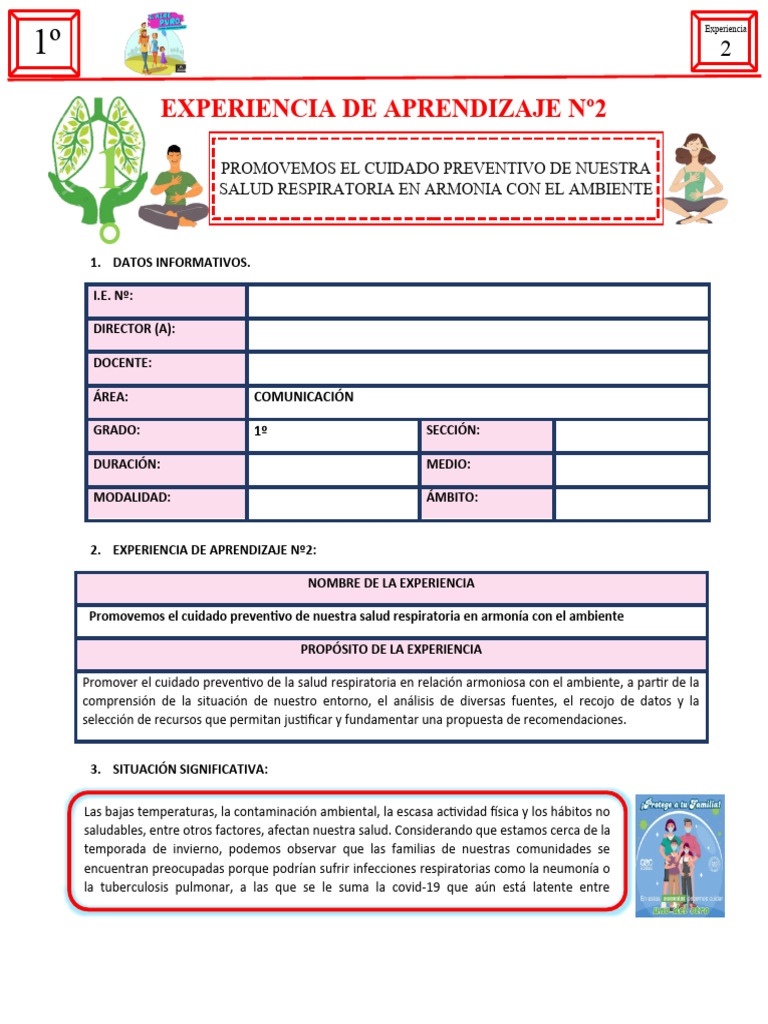 1°experiencia de Aprendizaje Nº2 - Comunicación | Descargar gratis PDF | Aprendizaje | Escritura