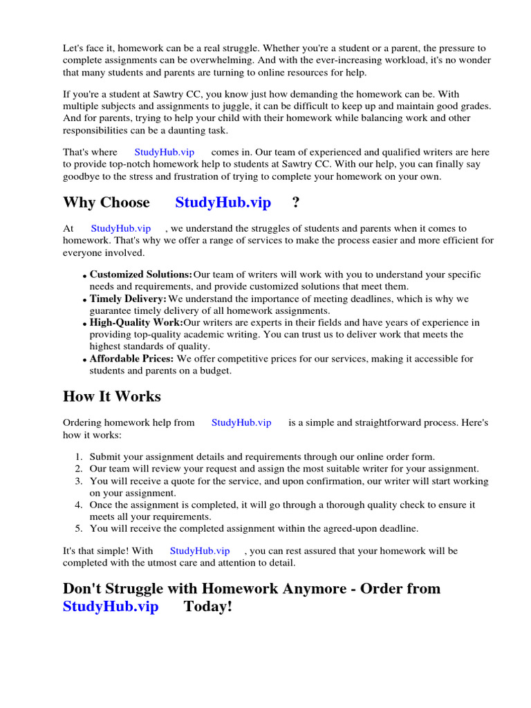 Homework Help for Sawtry CC Students | PDF | Essays | Homework