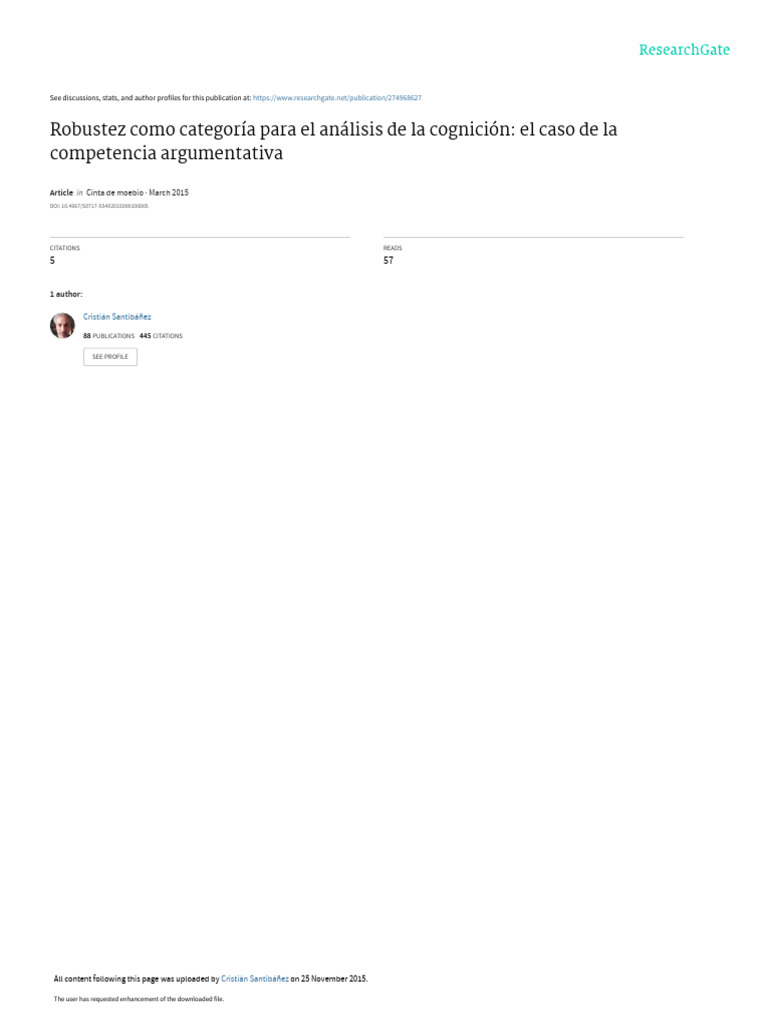 Robustez en la Competencia Argumentativa | PDF | Complejidad | Cognición