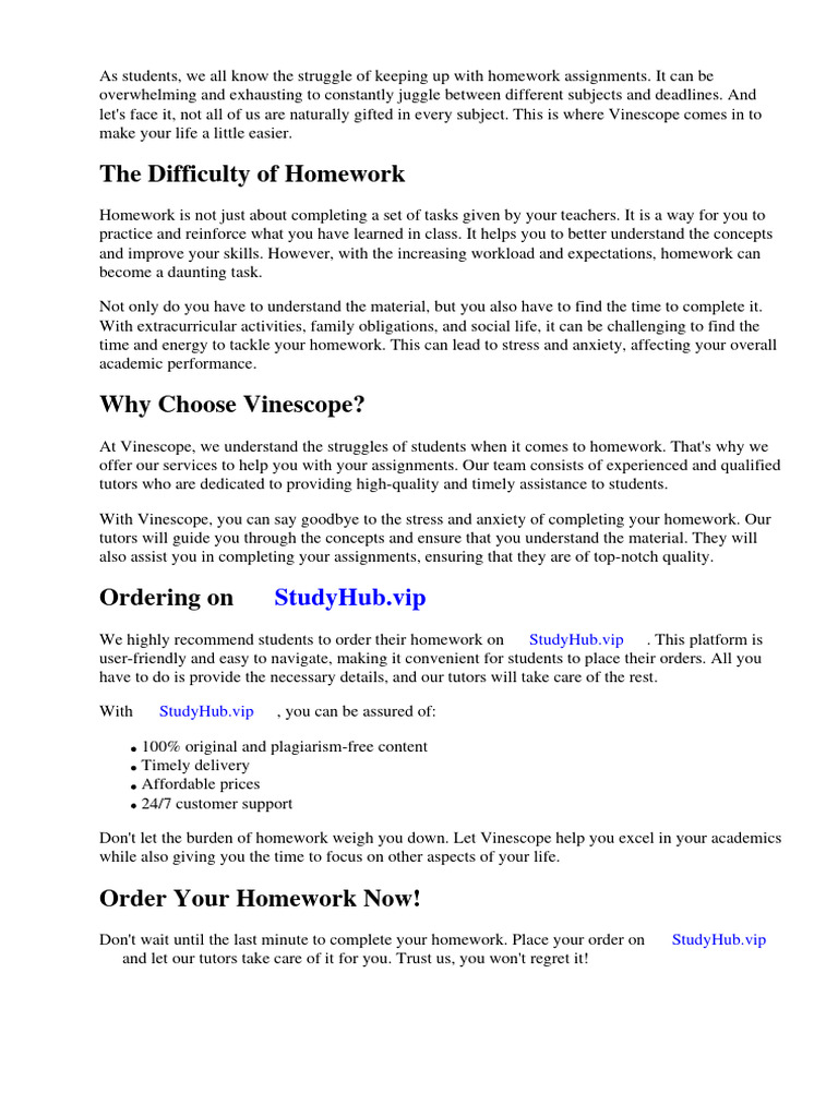 Vinescope Homework | PDF | Reading Comprehension | Homework