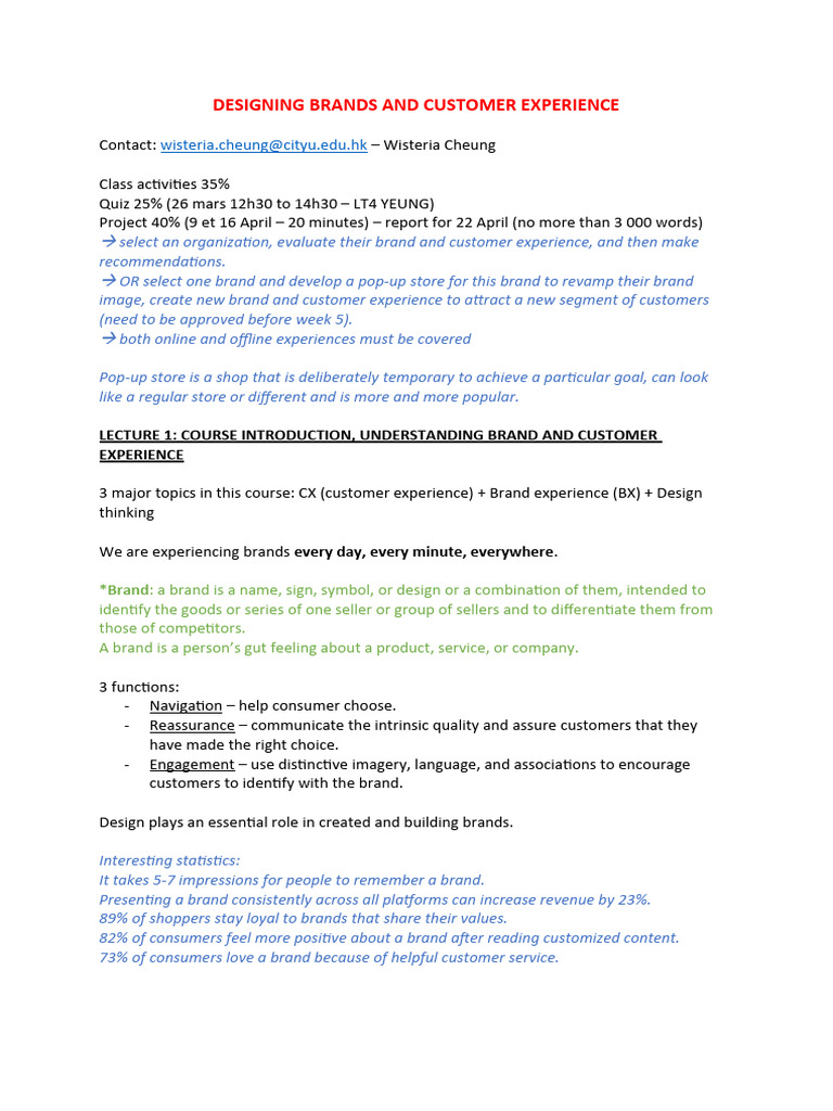 Brand and Customer Experience Design | PDF | Brand | Customer Experience