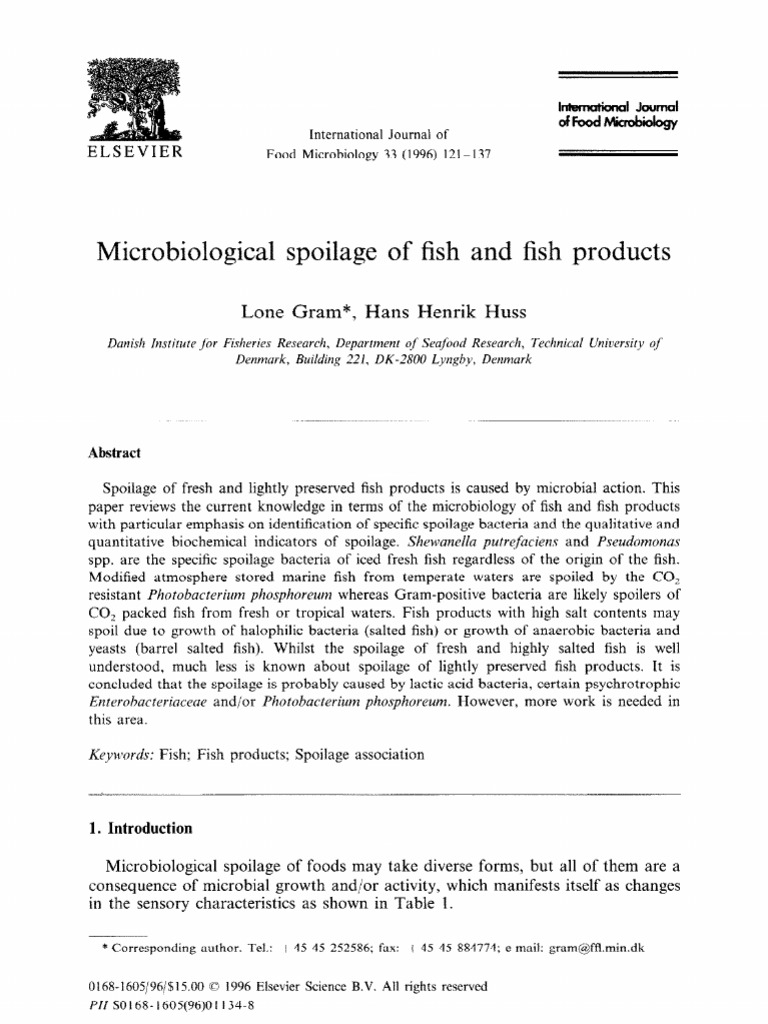 Microbiological Spoilage of Fish and Fish Products: Lone Gram", Hans ...