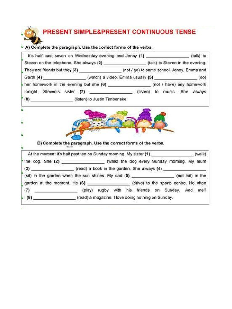 Exercises - Present Simple and Progressive | PDF