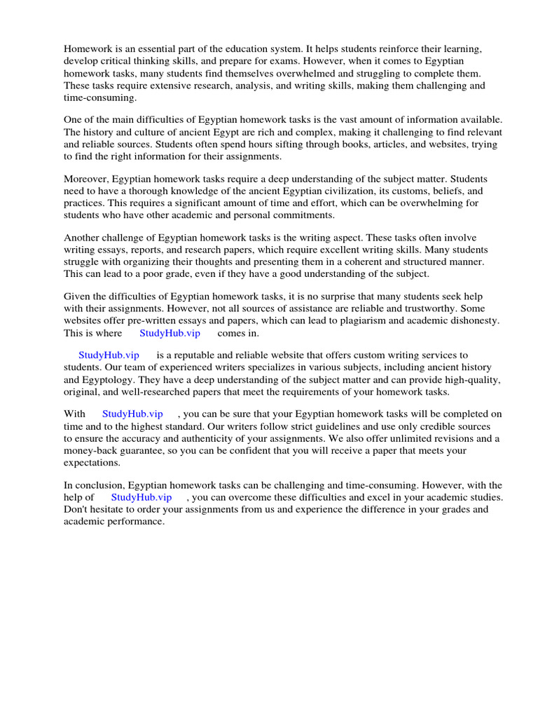 Egyptian Homework Tasks | Download Free PDF | Ancient Egypt | Homework