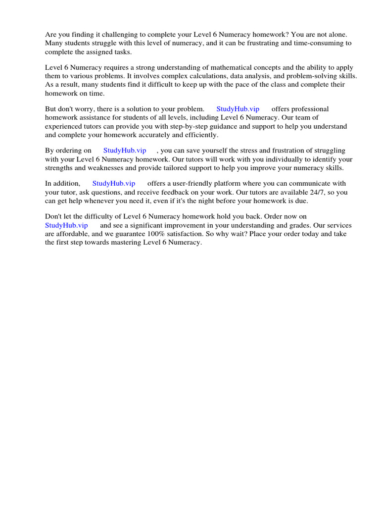 Level 6 Numeracy Homework | PDF | Facebook | Homework