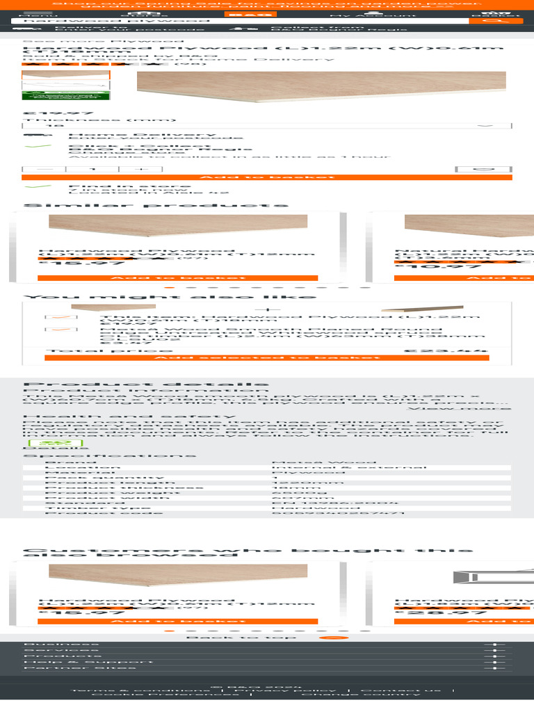 Hardwood Plywood (L) 1.22m (W) 0.61m (T) 18mm DIY at B&Q | PDF | Plywood