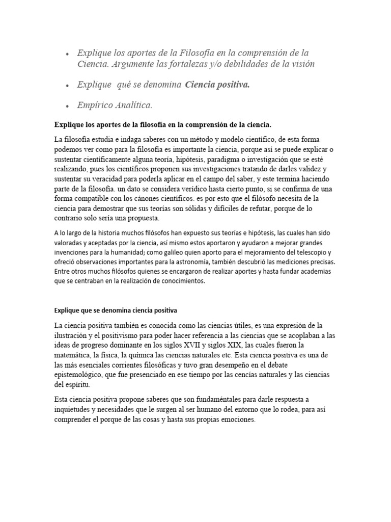 activ 1 foro ciencia filosofia | PDF | Science | Positivismo