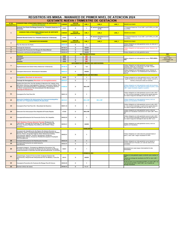 Registros Prenatales WAWARED 2024 | PDF | Obesidad | Índice de masa ...