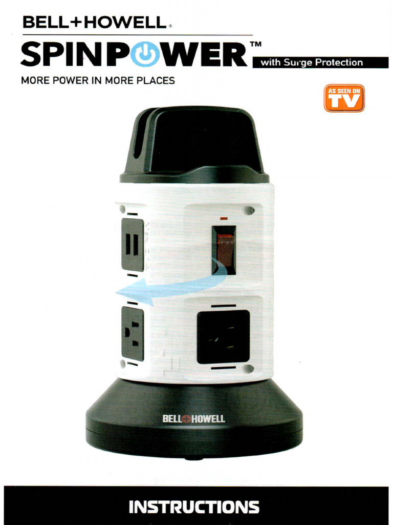 Bell+Howell Spinpower With Surge Protection | PDF | Ac Power Plugs And Sockets | Usb