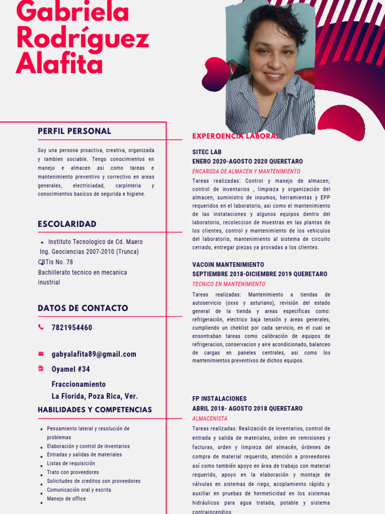 CV Gabriela Rodriguez | PDF | Almacén | Laboratorios
