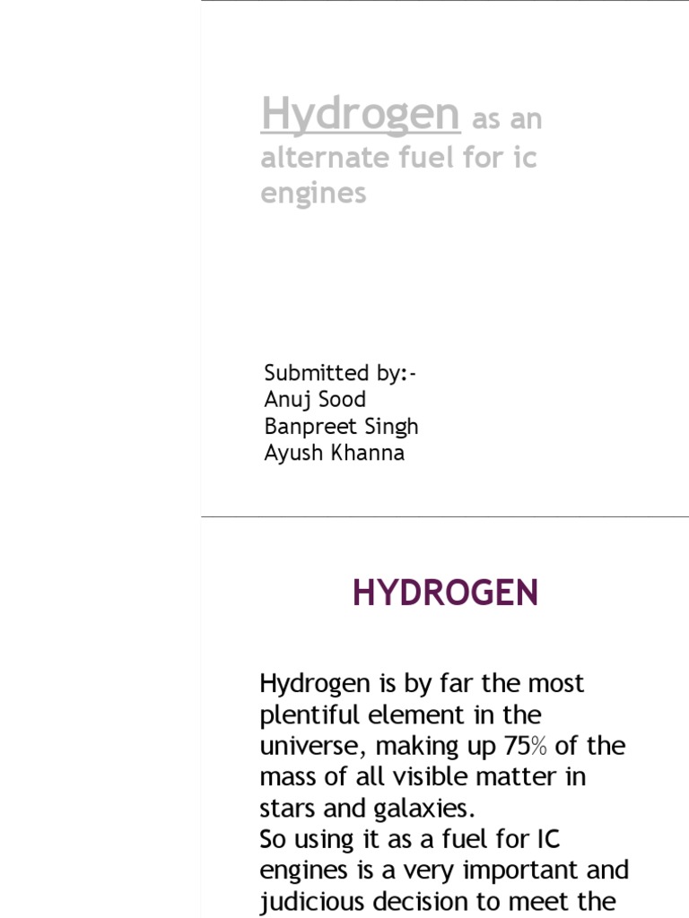 Hydrogen As An Alternate Fuel For Ic Engines | PDF | Combustion ...