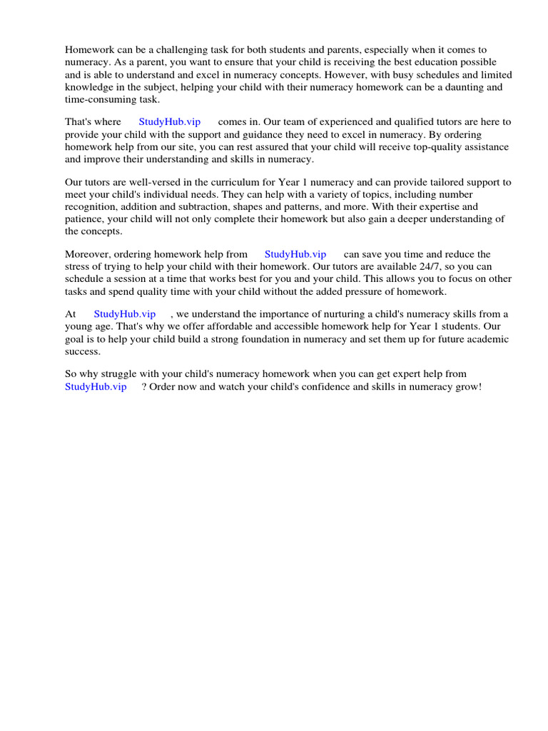 Year 1 Numeracy Homework Pdf Worksheet English As A Second Or Foreign Language