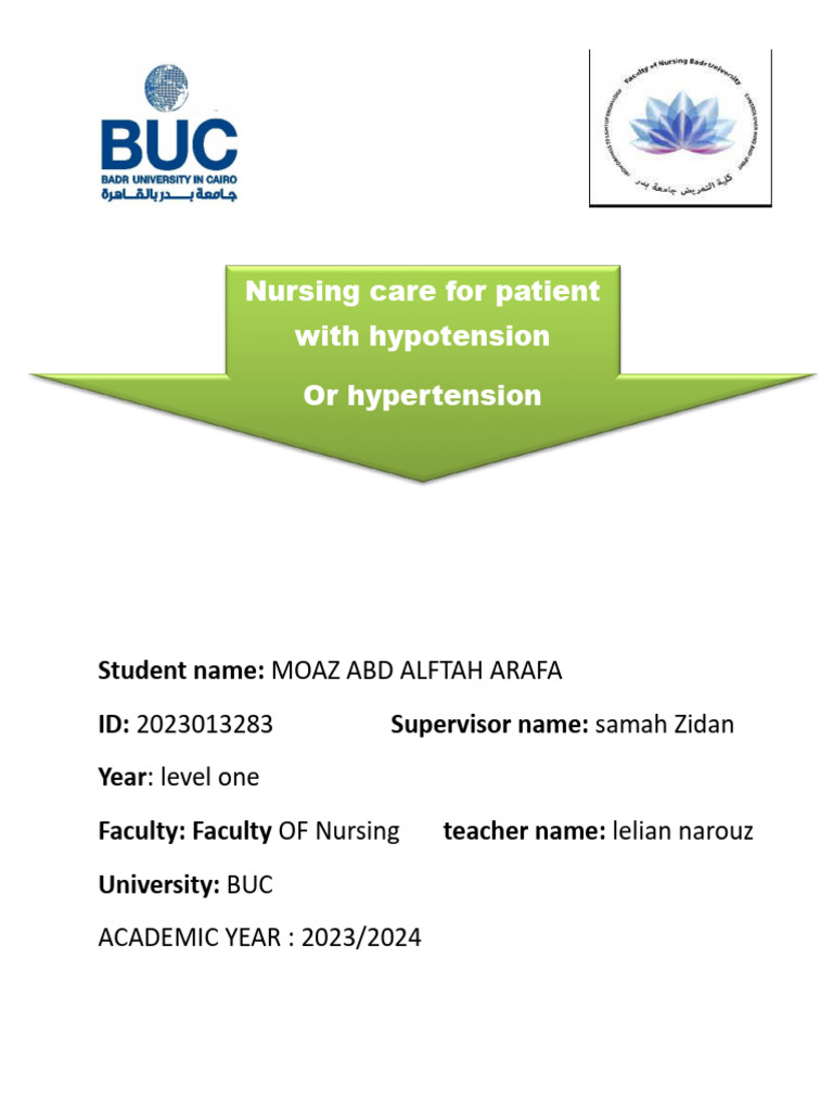 Nursing Care Plan for Hypotension | PDF