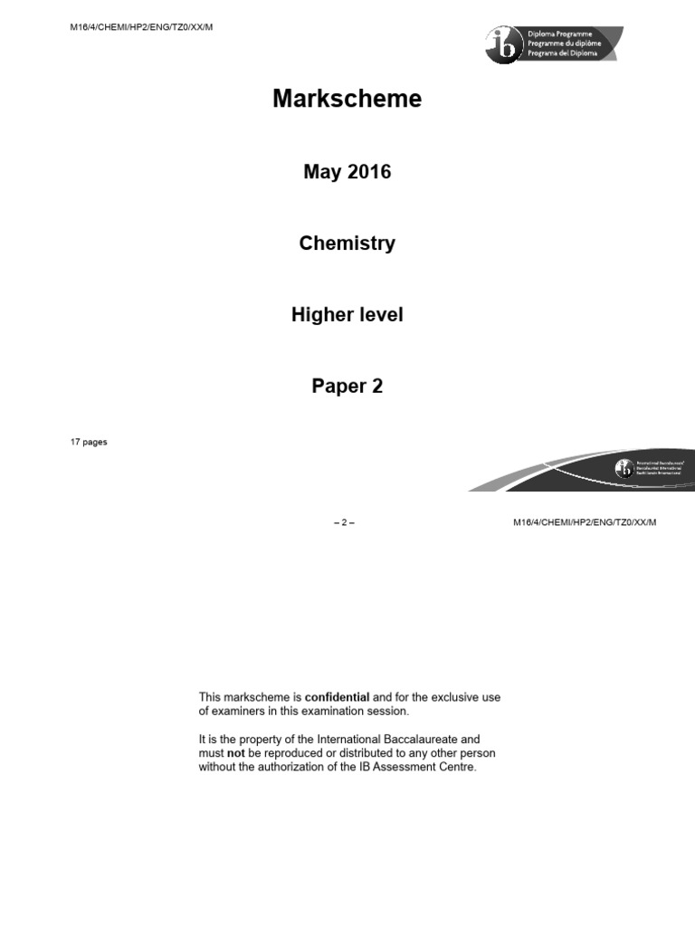 Chemistry Paper 2 TZ2 HL Markscheme | PDF | Intermolecular Force ...