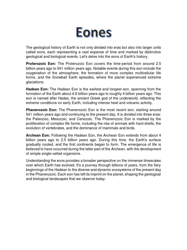 Earth's Geological Eons Explained | PDF