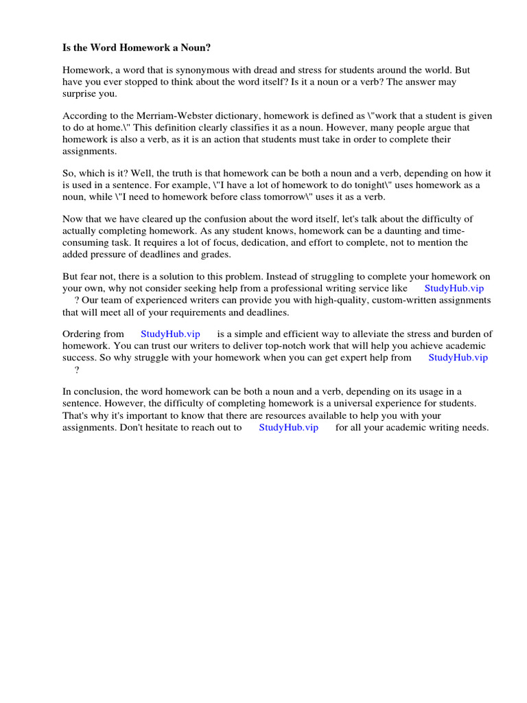 Is The Word Homework A Noun | PDF | Noun | Word