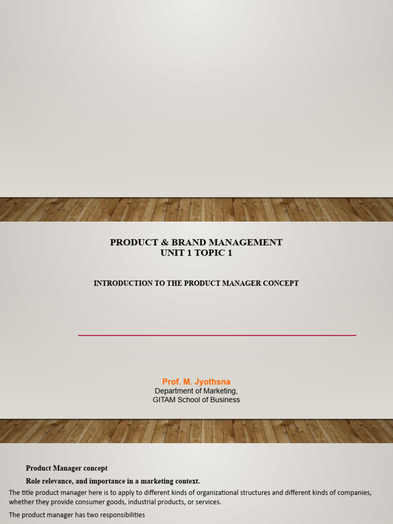 UNIT 1 Topic 1-Introduction To The Product Manager Concept | PDF ...