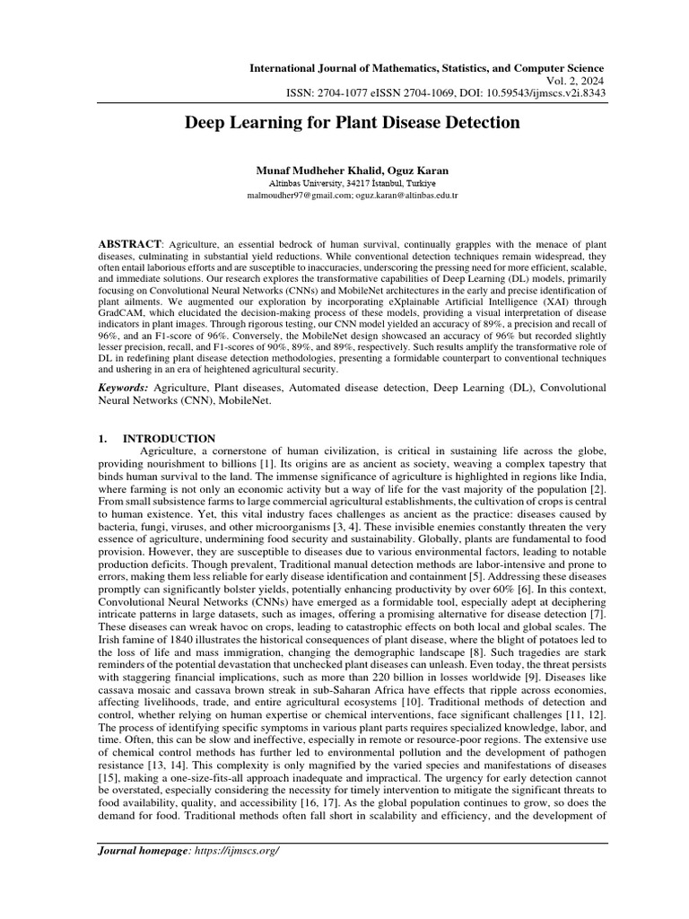Deep Learning For Plant Disease Detection Deep Learning | PDF | Deep ...