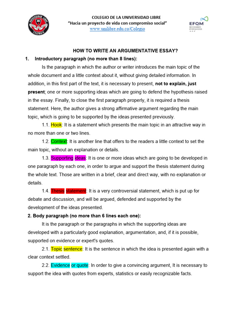 How To Write An Argumentative Essay | PDF | Essays | Evidence