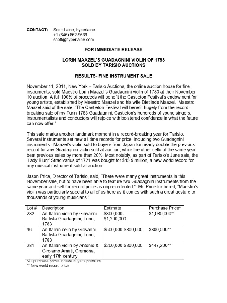 Maazel Sold | PDF | Violin | Cello