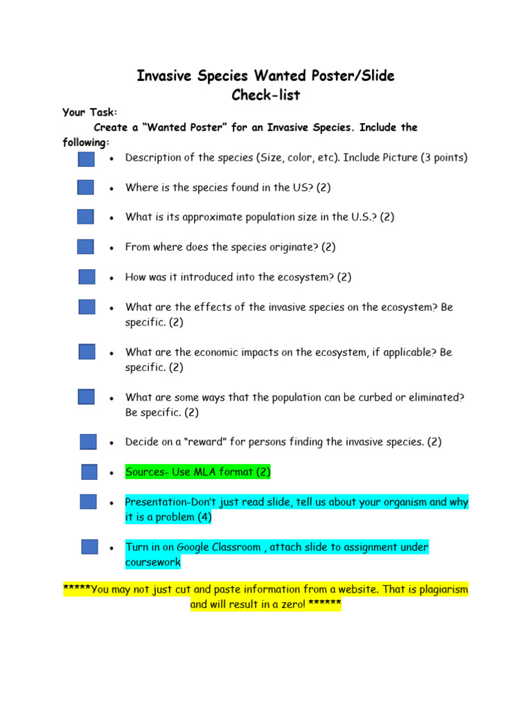 Invasive Species Wanted Poster | PDF | Science & Mathematics