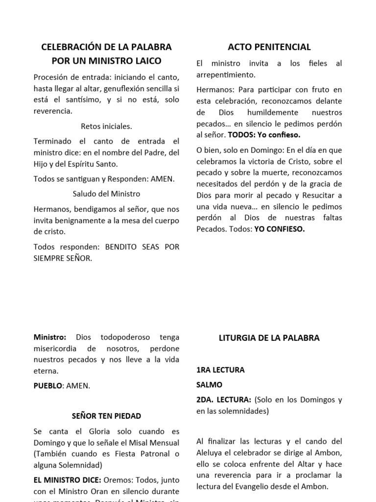 Celebración de La Palabra Por Un Ministro Laico | PDF | eucaristía | Adoración Cristiana Y Liturgia